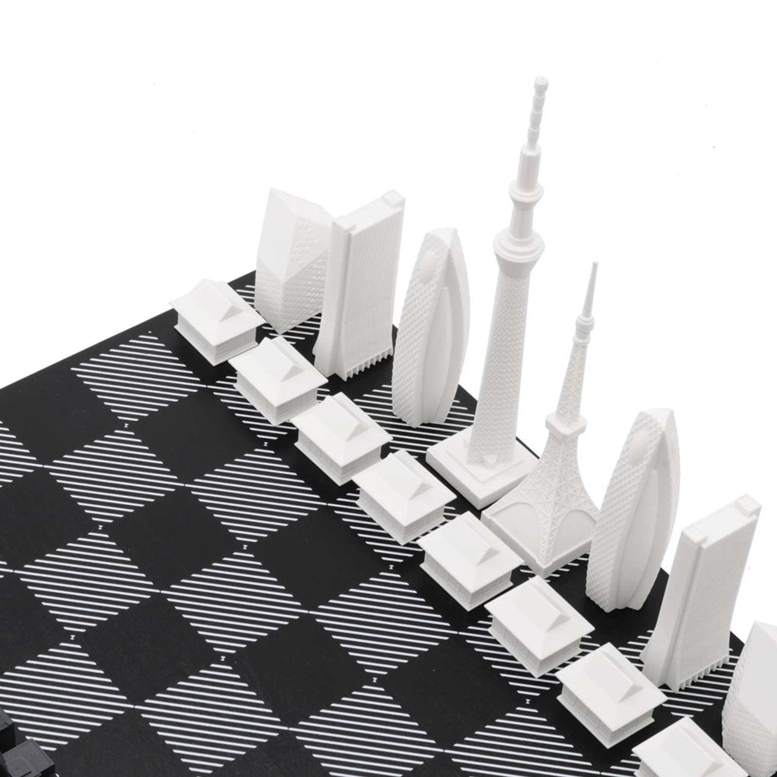 Luxury Skyline Chess Acrylic 2 City Tokyo Dubai Hatch Board | Spacio