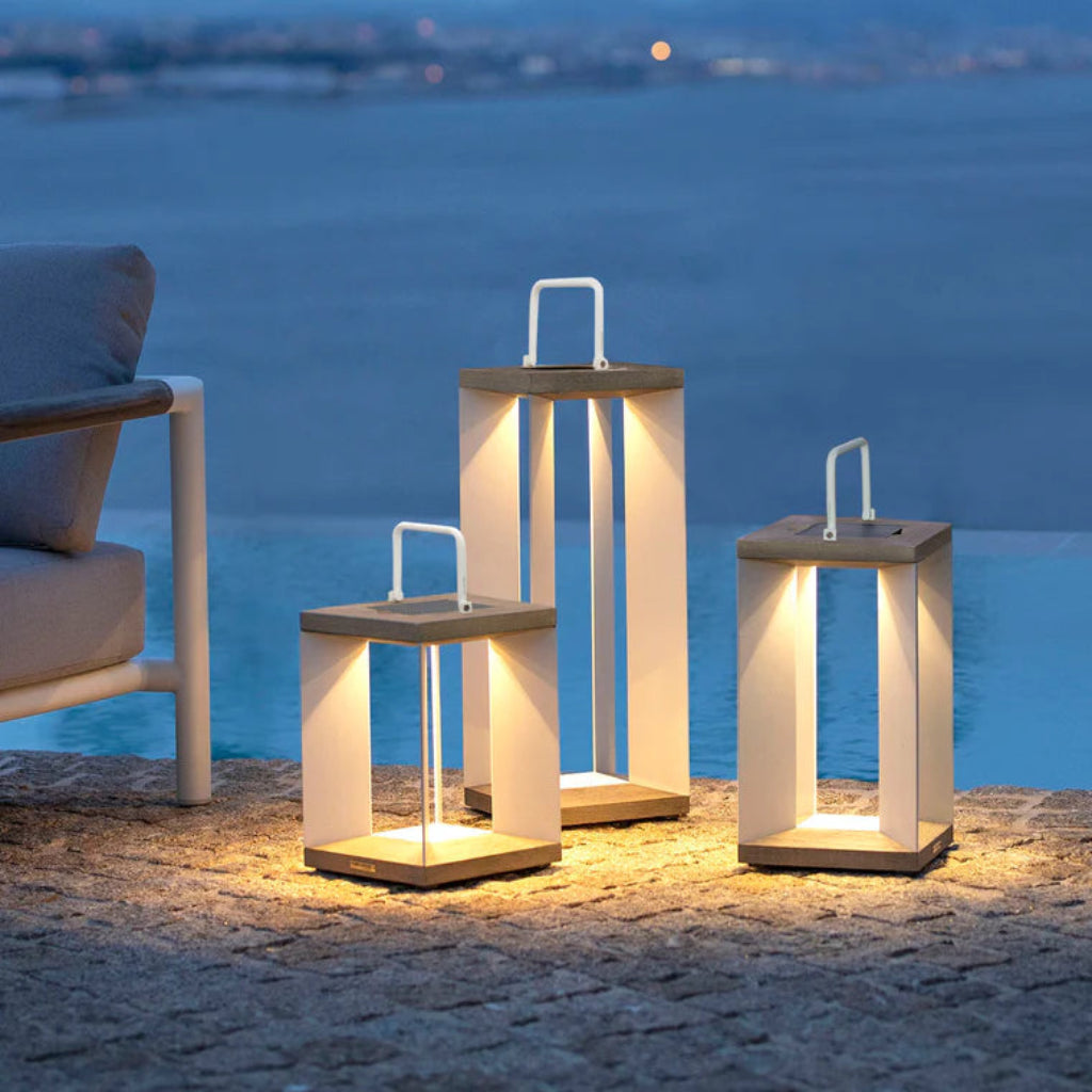 Blade 18 White Solar Light Lantern by Les Jardins | Spacio