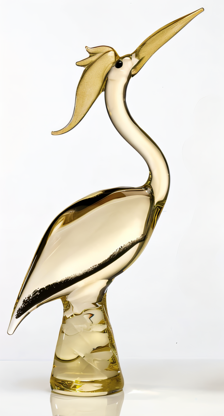 Duccio Di Segna Paradise Bird Head Up Gold Crystal Sculpture | Spacio