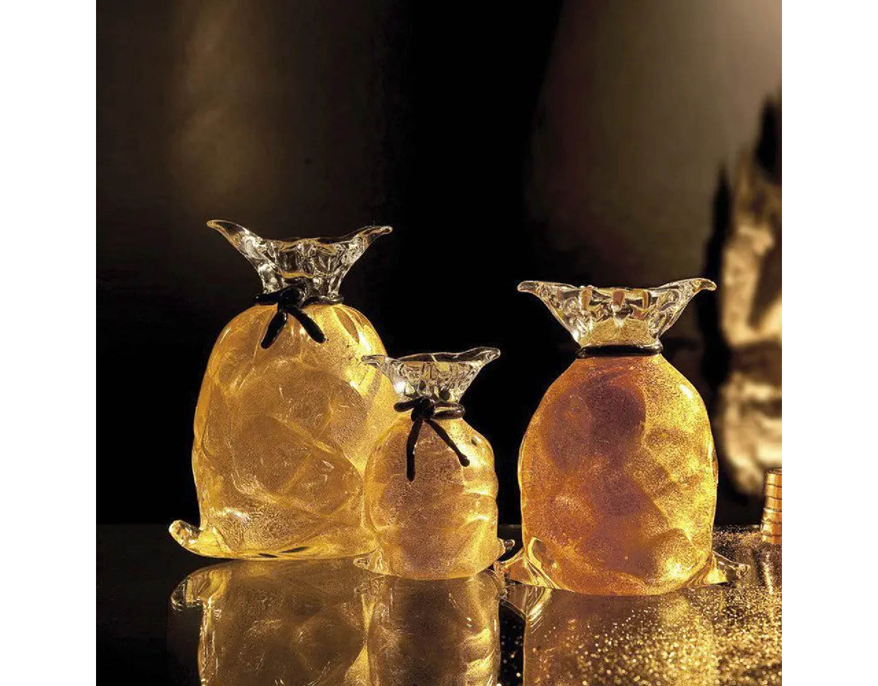 Duccio Di Segna Money Bag Gold Medium Crystal Sculpture | Spacio India