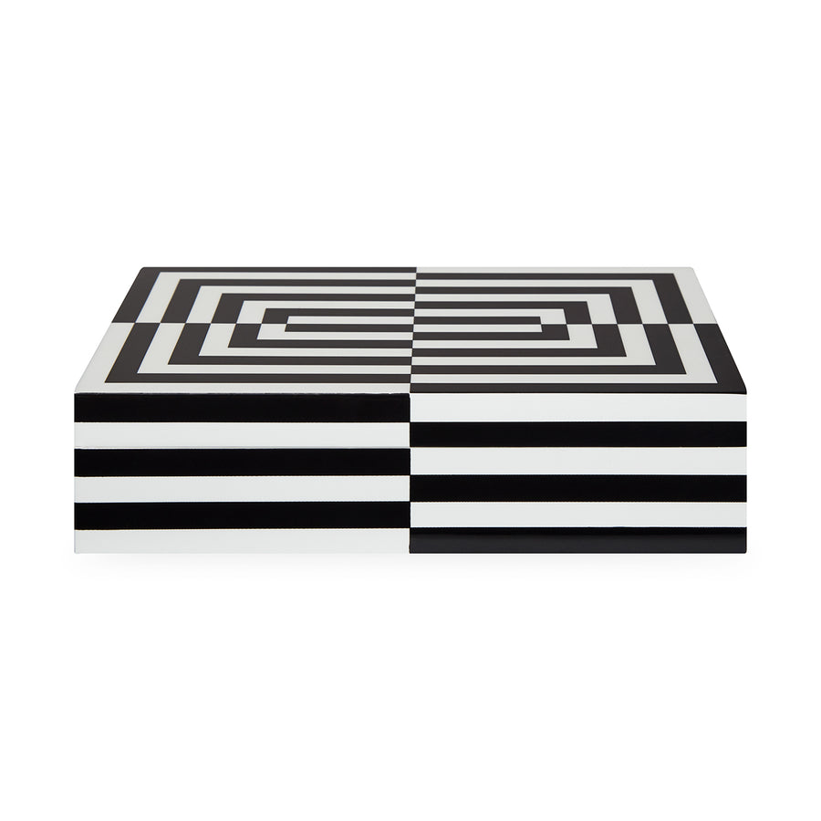 Jonathan Adler Op Art Decorative Box Large Black White | Spacio India