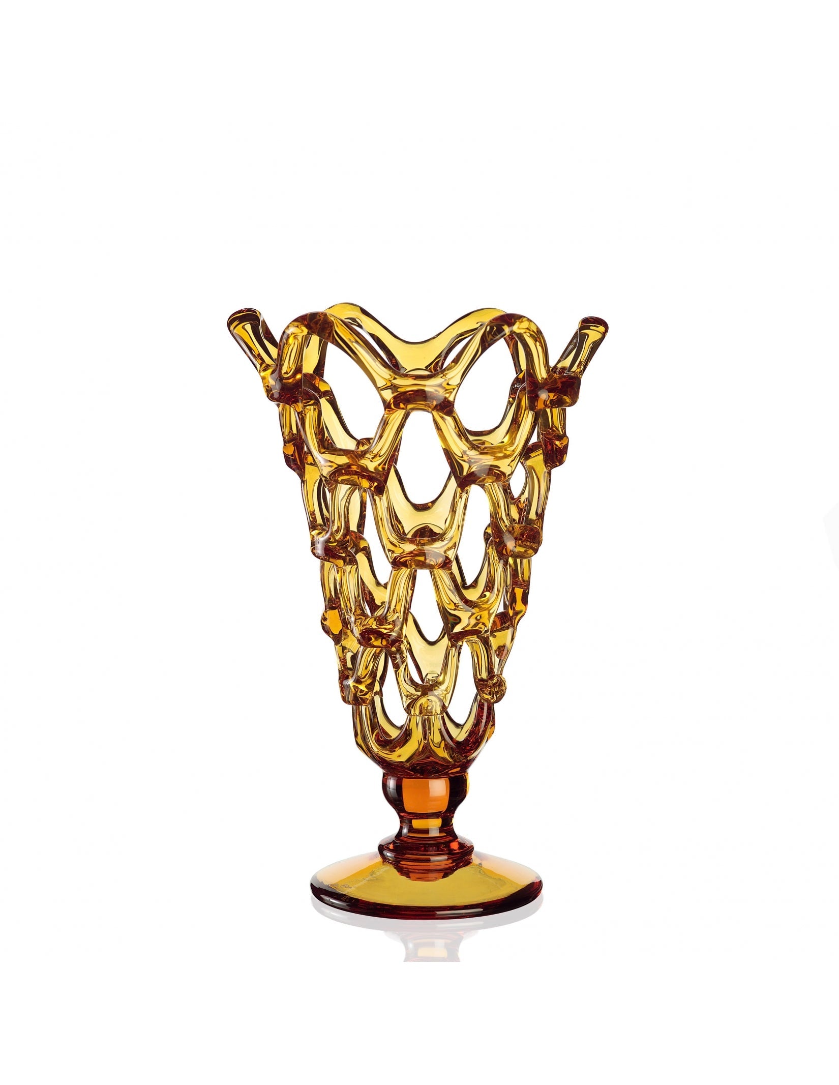 Mario Cioni Crystal Arabesque Vase Amber | Spacio Collections India