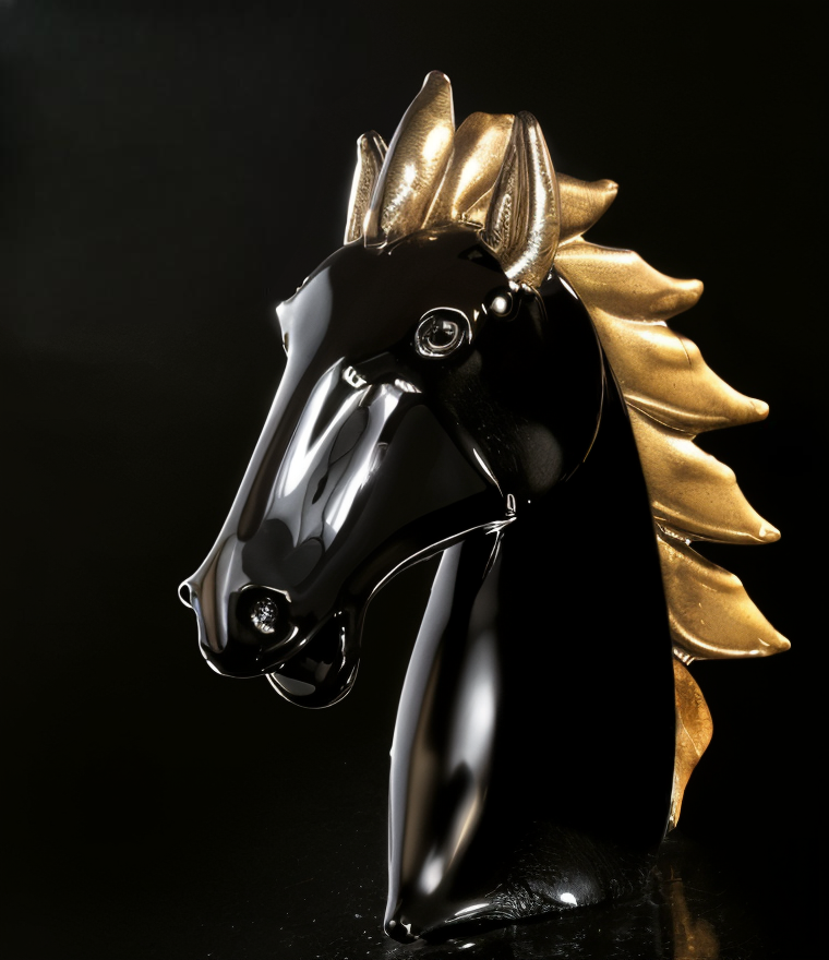 Duccio Di Segna Horse Head Big Black Gold | Spacio